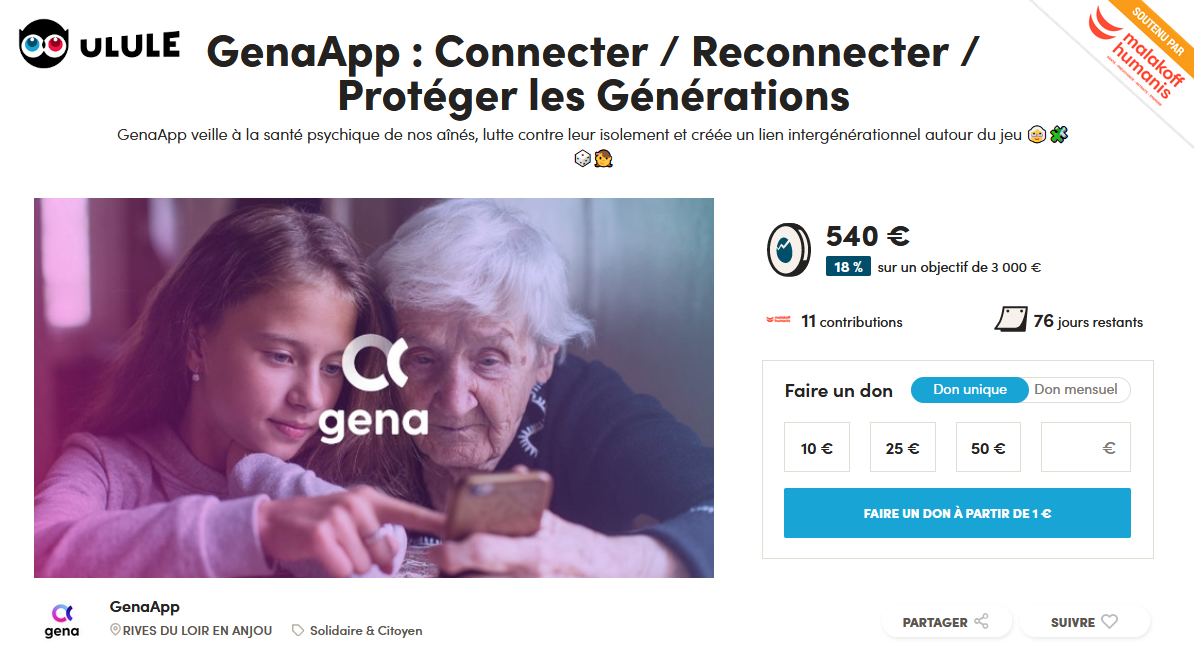 Le Projet GenaApp et sa cagnotte soutenus par Malakoff Humanis
